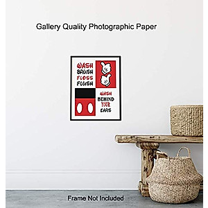 Mickey Bathroom Wall Art Print - Home Decoration, Room Decor For Kids, Childs, Childrens, Baby or Toddlers Bath, Restroom, Powder Room, Guest Bath - Gift for World Fans - 8x10 UNFRAMED print