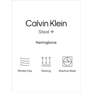 Calvin Klein Men's Regular Fit Non Iron Herringbone Solid, White, 16/32-33