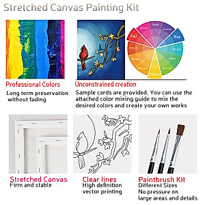 2 Pack Paint and Sip Canvas Painting Kit Pre Drawn Canvas for Painting for adults Stretched Canvas Couples Games Date Night Anniversary Gifts Couple Paint Party Supplies Favor(8x10)