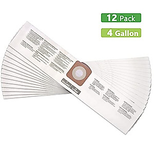 12 Pack 43270 Fine Dust Collection Bags Compatible with Craftsman 4 Gallon Shop Vac CMXEVBE17612 & Dewalt DXV04T 4 Gal Vacuum, Part# CMXZVBE43270