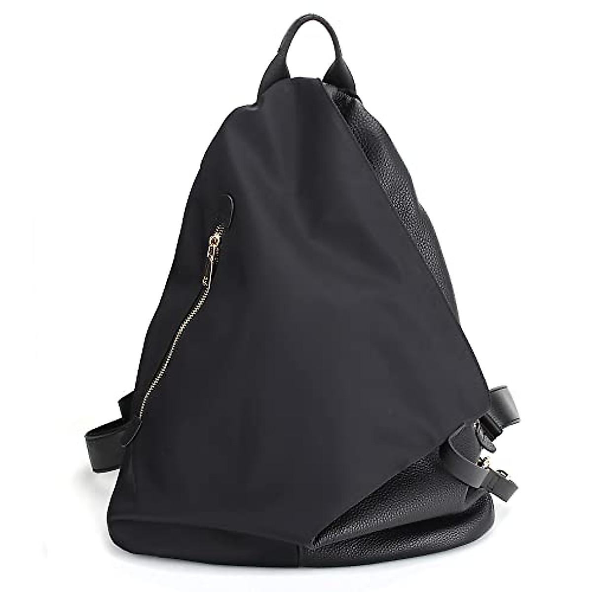 Camelia de Amour Women backpack purse Fashion Leather Rucksack medium size Nylon Rucksack (black/gold Hardware, 6.4L)