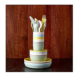 Ikea Plastic 18-Piece Cutlery Set Mixed Colours, Set of 6 Sppon, 6 Fork and 6 Knife
