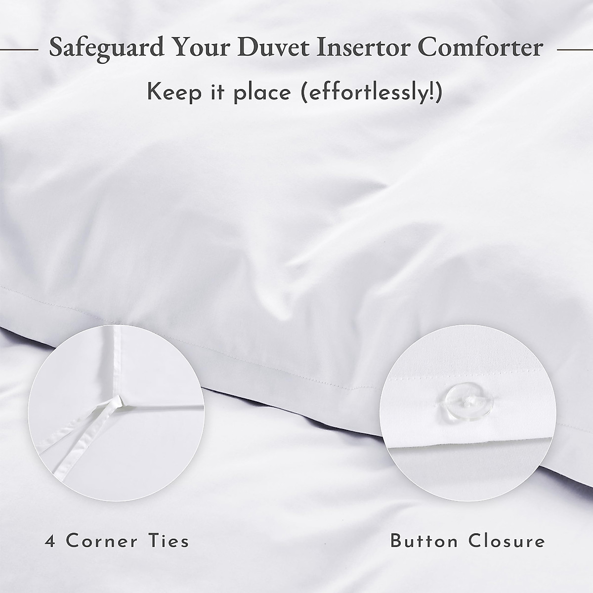 California Design Den Queen Size Duvet Cover Only - Premium 400 Thread Count 100% Cotton Duvet Cover, Soft Sateen Weave, Button Closure and Corner Ties (1 Piece, White, Queen)