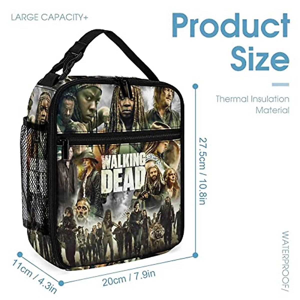 Waterproof Portable Insulation Lunch Tote The Apocalyptic Walking Horror Drama Dead Lunch Bag Gourmet Handbags Cooler Container for Camping Lunchboxes Storage Organizer
