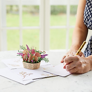 Lovepop Pink Rose Basket Pop Up Card, 5x7-3D Greeting Card, Pop Up Paper Flowers, Valentine's Day Greeting Card for Mom, Anniversary Card for Wife, Appreciation Card, Thinking of You