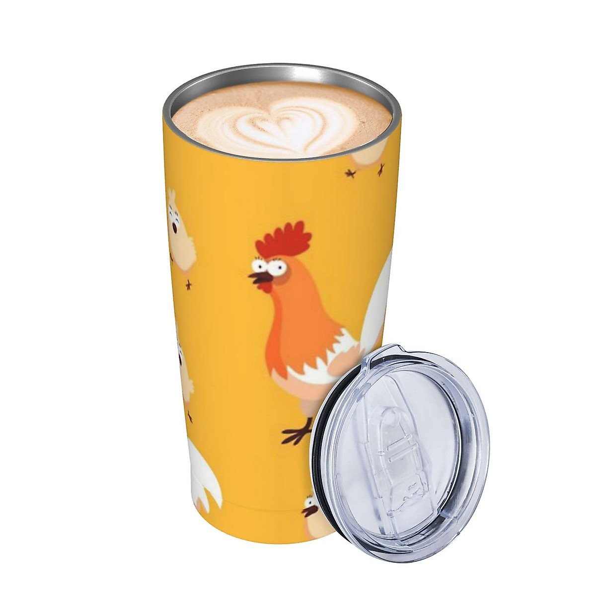 EVANEM 20 Oz Stainless Steel Tumbler With Straw Cleaner Chicken Chick Printed Insulated Cup Travel Coffee Mug Vacuum Insulated Tumblers For Home Office