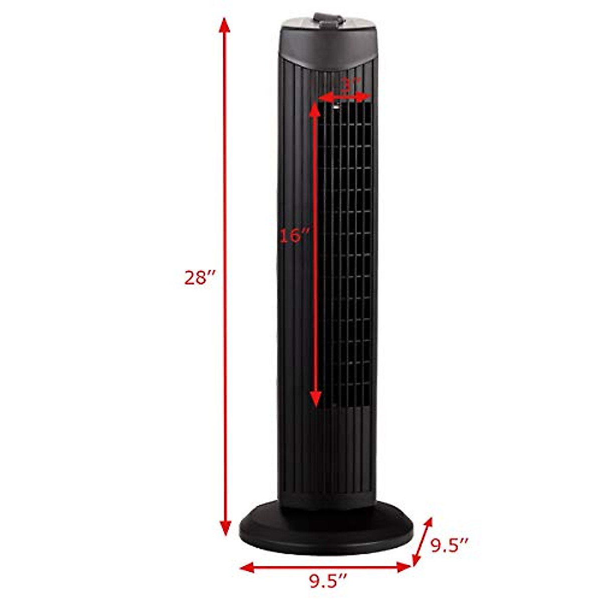GOFLAME Oscillating Tower Fan, Portable Electric Stand Up Fan with 3 Wind Speed, Quiet Cooling Fan for Indoor Living Room, Bedroom, Office (Black)