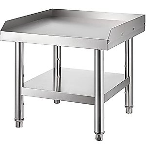 VEVOR Stainless Steel Equipment Grill Stand, 24 x 24 x 24 Inches Stainless Table, Grill Stand Table with Adjustable Storage Undershelf, Equipment Stand Grill Table for Hotel, Home, Restaurant Kitchen