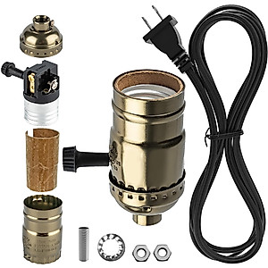 JACKYLED Lamp Socket Replacement, DIY Lamp Wiring Kit, UL Listed, Antique Bronze, Medium Base, Metal, Table Top, 120V AC