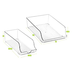 4 Pack Refrigerator Organizer Bins, Soda Can Organizer and Wide Water Bottle Holder Set for Cabinets, Countertops, Pantry, Kitchen and Refrigerator, Can Dispenser