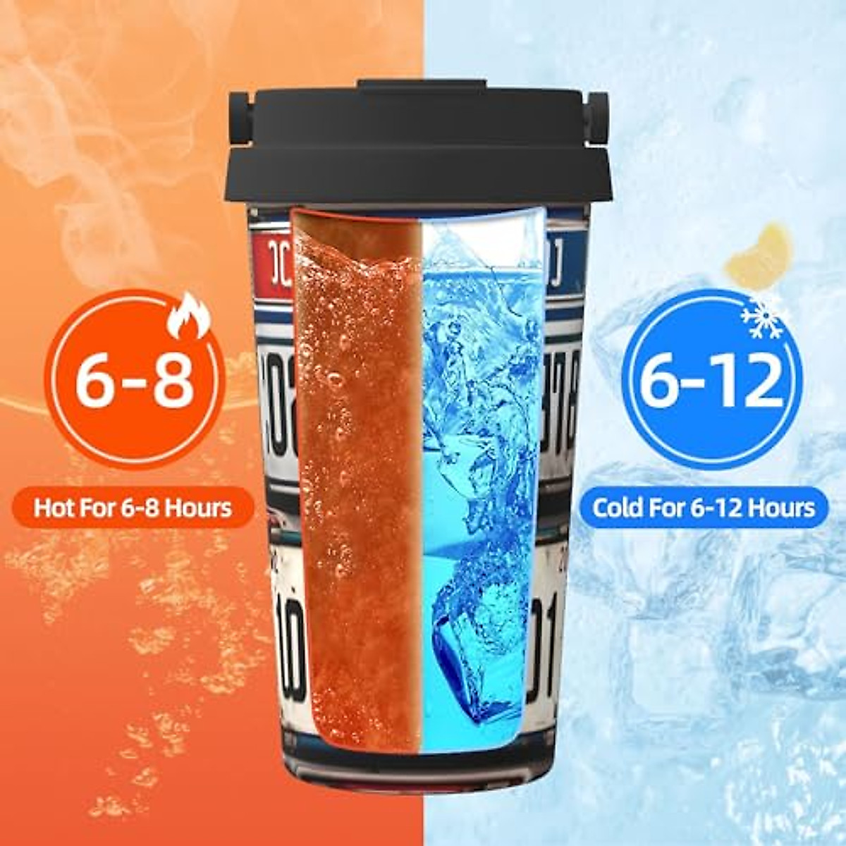 WANGXUEE Old License Plate Print 500ml Stainless Steel Travel Tumbler Double Wall Vacuum Insulated Coffee Mug