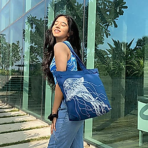 Ecoright Aesthetic Canvas Tote Bag for Women Large Zipper Tote Bags with Pocket, Valentine gift for her