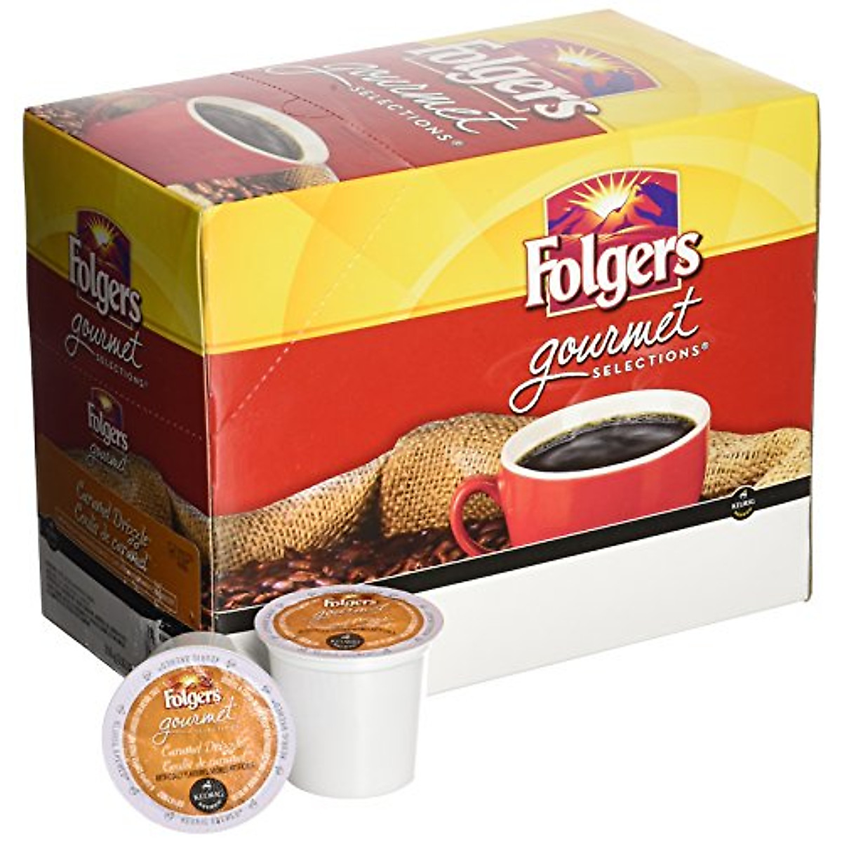 Folgers Gourmet Selections K-Cup Single Cup for Keurig Brewers, Caramel Drizzle, 24 Count