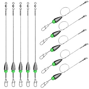 THKFISH Fishing Weights Bullet-Weights Carolina Ready Rigs Pre Rigged Carolina Rigs 1/5oz 10pcs