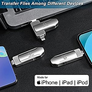 JSL JDTDC MFi Certified 128GB iPhone-16-Photo-Stick USB C & Lightning Flash Drive for iPhone 16/15/14/13/12 Thumb-Drive-for-iPad-Memory External-Storage-Android-Photo-Backup iPhone-Photo-Tansfer-Stick