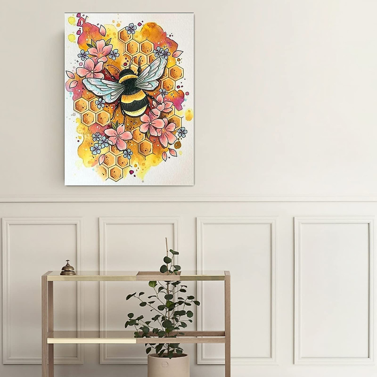 ROUKANNGE Adult Diamond Painting kit,Honeybee Pattern,5D Diamond Painting of Round Diamond,DIY Handicrafts,Apply to Home Decoration,Wall Decoration,Creative Gifts(12×16inch)