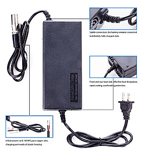 MWMNUN 36V 1.5A Battery Charger (3-Pin XLR Connector) and XLR Charging Port Socket for Razor Crazy Cart XL, X-600 - W15128190014, Schwinn S1000, S600, Ezip E1000, MX650, Currie