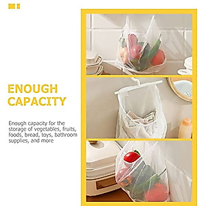 Homoyoyo 2Pcs Hanging Mesh Bags with Hook Kitchen Mesh Clothespin Bags Mesh Laundry Net for Potatoes Fruits Clothes (White)