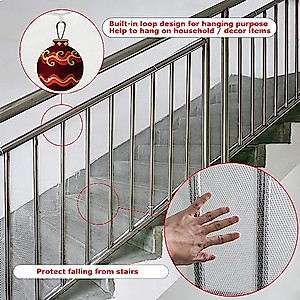 CM Child Safety Rail Net Balcony Protective Net Stair Railing Proof Mesh Banister Safety Guard with Zip Ties for Protect Baby Pets Toys Falling, Use Indoor Outdoor