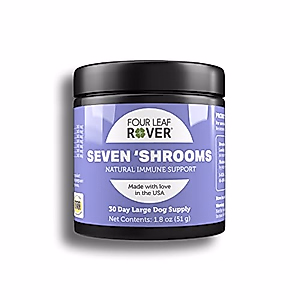 Four Leaf Rover: Seven 'Shrooms- Immune Supporting Organic Mushroom Complex for Dogs - 15 to 60 Day Supply, Depending on Dog’s Weight - Rich in Beta Glucans - Grown on Wood - Vet Formulated