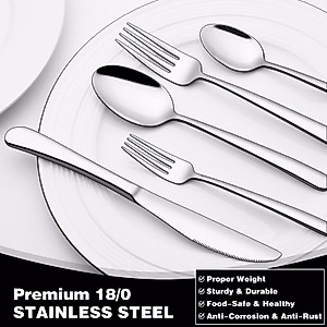 40-Piece Silverware Set with Organizer, EWFEN Heavy Duty Stainless Steel Flatware Set for 8, Food-Grade Tableware Cutlery Set, Utensil Sets for Home Restaurant, Mirror Finish, Dishwasher Safe