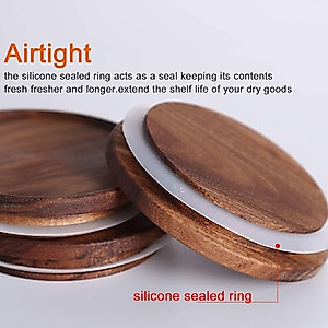 KKC HOME ACCENTS Airtight Glass Coffee Sugar Storage Containers with Wooden Lids and Scoops,Air Tight Sealed Glass Canisters with Spoons for Coffee,Loose Tea,Flour,Sugar,Grains,Oatmeal,47 Fl oz