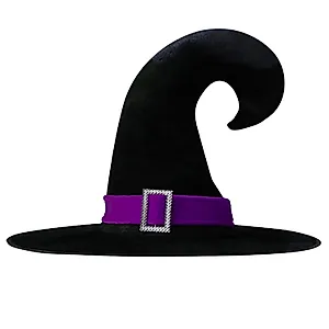 Seasons Stars SSDecor Halloween Velvet Witch Hat Purple - Unique Wizard Hat with Vibrant Color and Metallic Buckle - Halloween Costume Accessory for Women and Girls