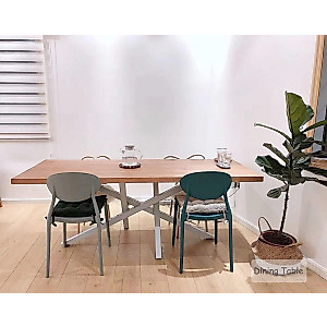 SUSUO 6.5ft x 31.5 inch Rectangle Solid Wood Dining Table Modern Dining Table Leisure Coffee Table in Modern White, Stylish Kitchen Dining Room Office Room Furniture