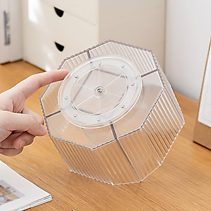 INSTOME Clear Pen Holder,360°Rotating Pen Holder for Desk Organizer,5 Compartments and Makeup Brush Holders,Multifunctional Office Supplies for Home,Teachers and School (clear)