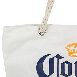 Northlight 19.25" Corona Canvas and Burlap Beach Tote Bag with Rope Handles, White