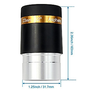 SVBONY Telescope Lens 23mm Telescopes Eyepieces Wide Angle 62 Degree Aspheric Eyepiece Fully Coated Lens for 1.25 inches Astronomic Telescopes