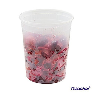 (24 Pack) 32 oz Plastic Soup Containers with Lids, Heavy Duty Deli Food Storage/Take Out Containers, Microwavable, Leakproof