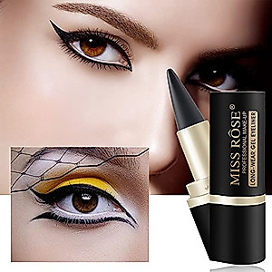 LOKFAR 2 Pcs Black Gel Cream Eyeliner Set, Tool Smudge Proof and Waterproof Matte Black Eye-liner Pencil Tattoo Eyeliner Pen Stick Makeup for Women
