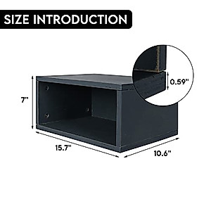 Glamyin Floating Nightstand with Drawer, Wall Mounted Nightstands Bedroom, Beside Shelf, Farmhouse Nightstands