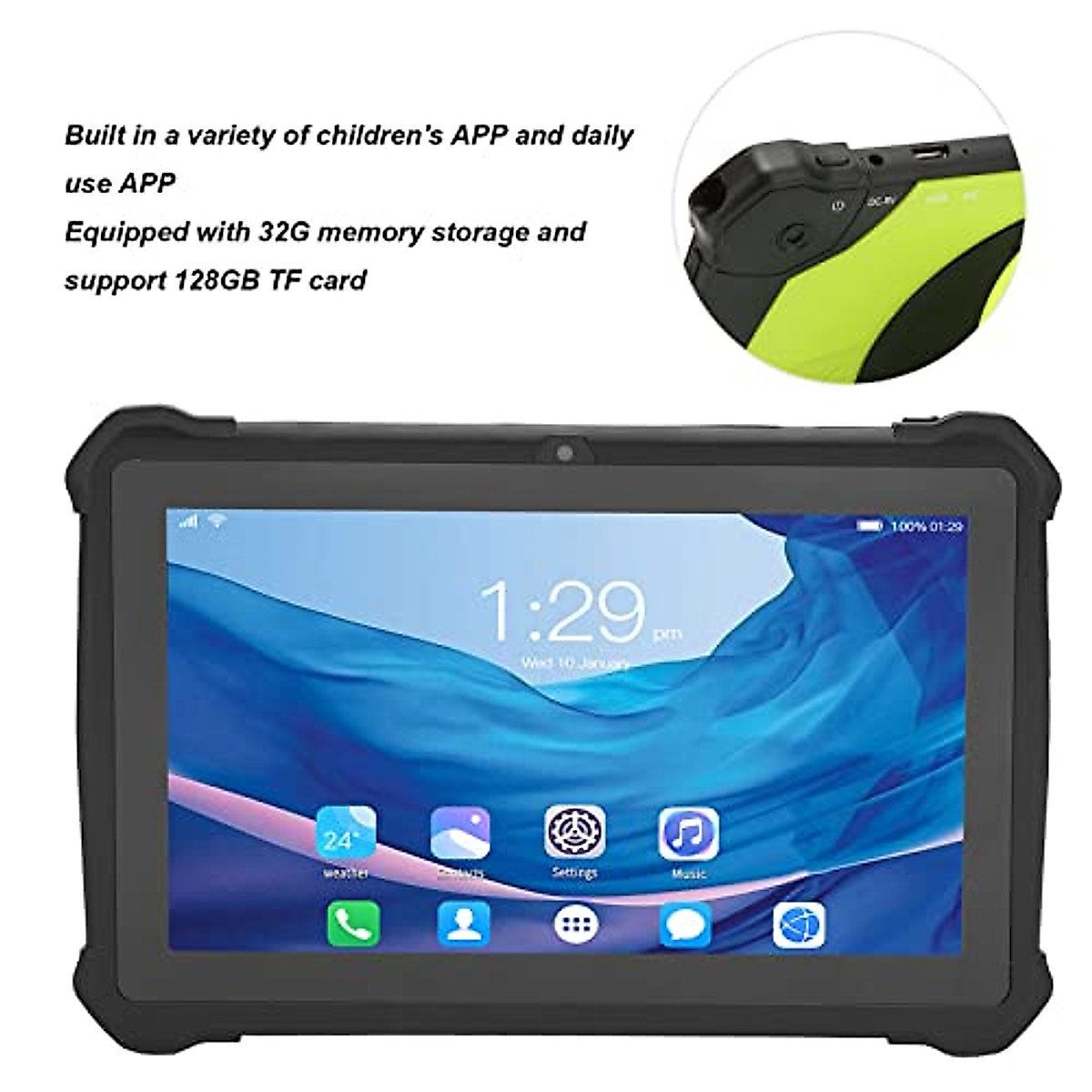 Tablet for 10, 7 Inch Kids Tablet, 2GB RAM 32GB ROM, Octa Core Processor, IPS HD Screen Eye Care, 5G WiFi, for Kids, 5000mAh Battery (Green)
