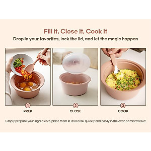 AGUARD MOMOBIN Microwave Silicone Steamer for Baby Food, Dishwasher & Oven Safe to 482°F, Easy Clean, Korea Made (Terracotta Rose, 27.1oz (800ml))