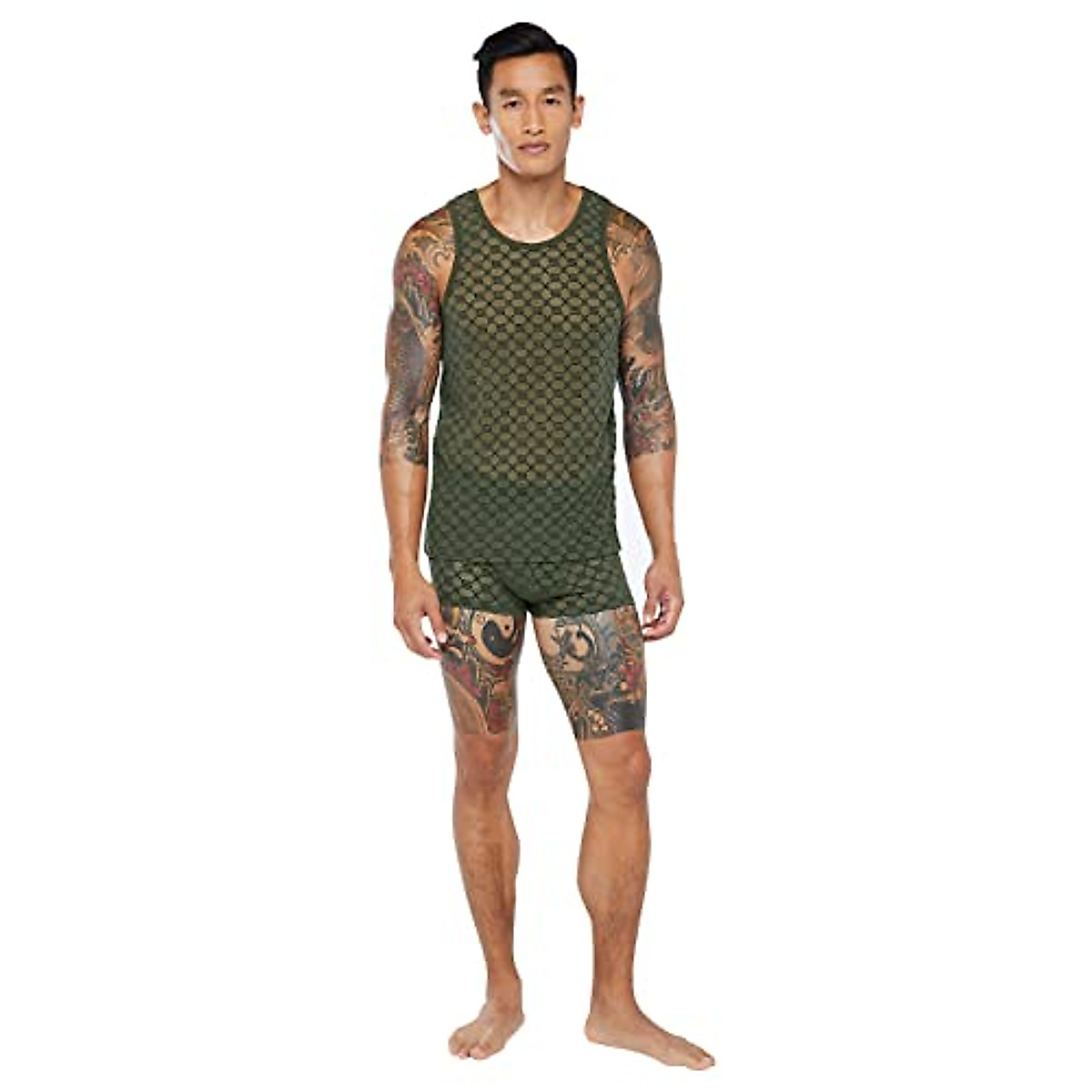 Savage X, Men's Flocked Monogram Tank, Deep Forest Green, M