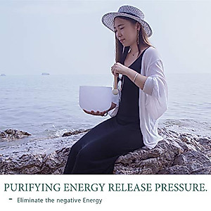 CVNC 440Hz 8 Inch F Note Heart Chakra Frosted Quartz Crystal Singing Bowl with Carry Case bag and Mallet