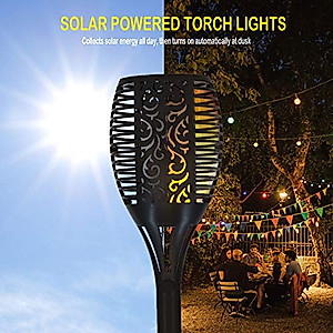 Maksone 6 Pack Torches Solar Outdoor Lights LED Larger Size Flickering Flames Light Waterproof Landscape Decoration Lighting Dusk to Dawn Auto On/Off