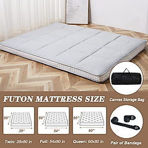 DoCred Twin Size Futon Mattress, Extra Thick Foldable Japanese Floor Mattress Memory Foam Sleeping Pad for Adults - Roll Up Mattress Tatami Mat Folding Sleeping Pad Breathable Floor Lounger Guest Bed