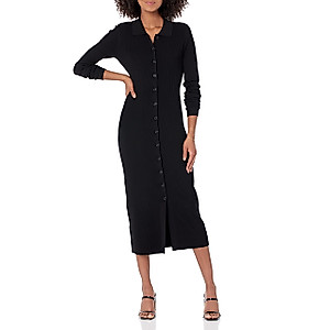 The Drop Women's Jaxon Rib Button Down Sweater Dress, Black, 3X, Plus Size
