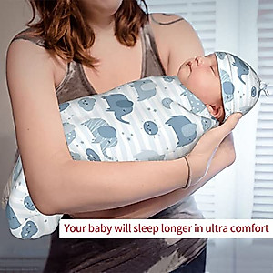 Elephant Baby Stuff Newborn Swaddle Blanket with Beanie Set, Soft Stretchy Baby Receiving Blanket Infant Swaddle Sack for Baby Boy and Girl Gifts