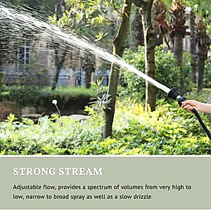 HOSUN Fire Hose Nozzle for Garden Hose, Heavy Duty Fireman Style Garden Hose Nozzles, Leak Proof & Adjustable Water Nozzle High Pressure, Best for Watering Plant & Lawn, Washing Car & Pet (Black)