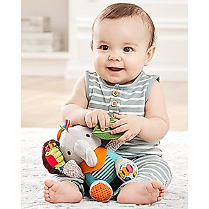 Skip Hop Bandana Buddies Baby Activity and Teething Toy with Multi-Sensory Rattle and Textures, Elephant