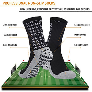 POZCMJM Men's Socks Grip Athletic Socks with Grippers for Football Cushion Non Slip Running Black Youth Soccer Socks 3 Pairs