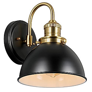 Design House 588293-BGD Savannah Farmhouse 1-Light Indoor Dimmable Wall Light Matte Black Metal Shade for Hallway Foyer Kitchen, Matte Black and Satin Gold