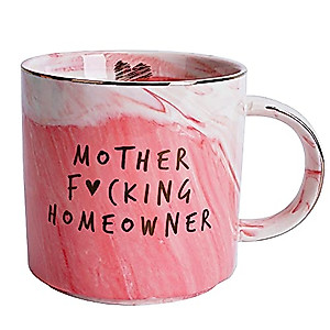 Hendson Housewarming Gifts for Women - First Home House Gifts For New Home Owner - Funny First Time House Warming Gift Ideas - Mother Homeowner - Pink Marble Mug Presents, 11.5oz Coffee Cup