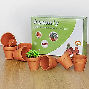 KOAMLY 20pcs 3 InchTerra Cotta Plant Nursery pots Mini Planters with Drains, Succulent Seedling Planters Best Gift for Aunt in Home Office, Window Sill, Wedding Decor