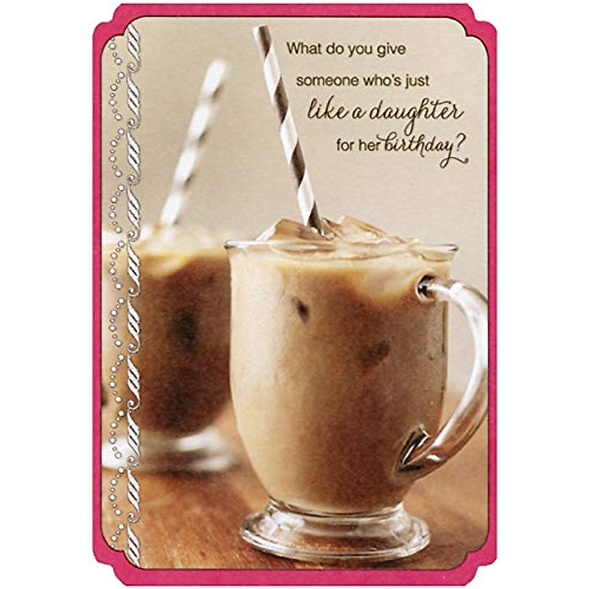 Designer Greetings Two Drinks with Black and White Straws Birthday Card for Someone Like a Daughter