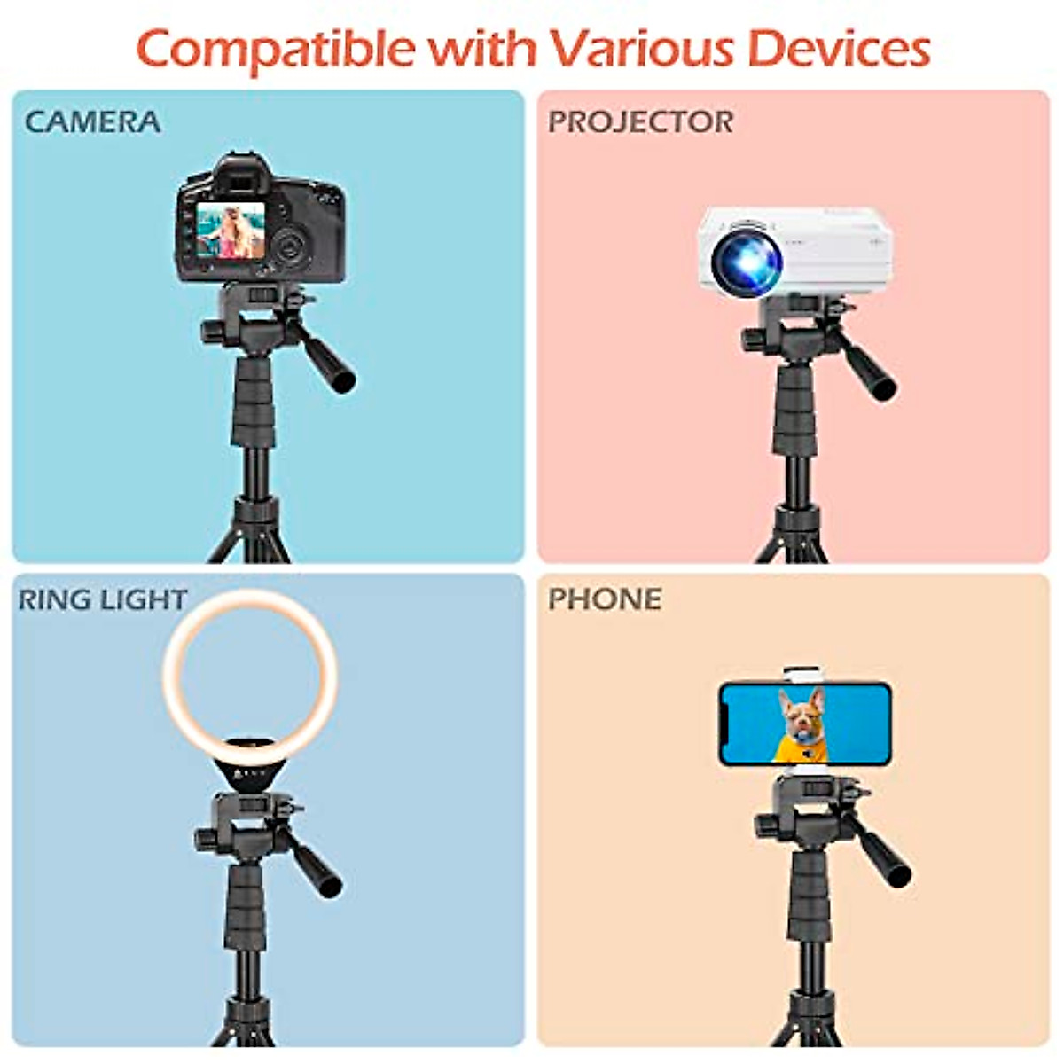 Aureday 67" Phone Tripod&Camera Stand, Selfie Stick Tripod with Remote and Phone Holder, Perfect for Selfies/Video Recording/Vlogging/Live Streaming